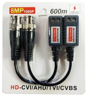 8MP/4K CAT5E/CAT6 To BNC HD Video Balun Pair | CCTV101