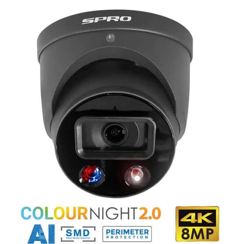 SPRO 8MP TiOC 2.0 Smart Dual Illumination Turret Active Deterrence Network Camera DHIPD80/28LRG ...